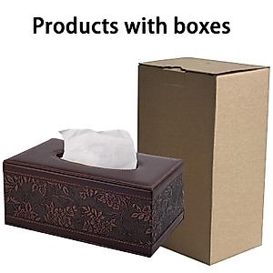 XNONE PU Leather Tissue Box Cover Kleenex Box Holder Rectangle Tissue Organizer with Magnetic Bottom,Decorative Napkin Caddy for Vanity Dresser Night Stand Table Countertop Home Office Car,Retro