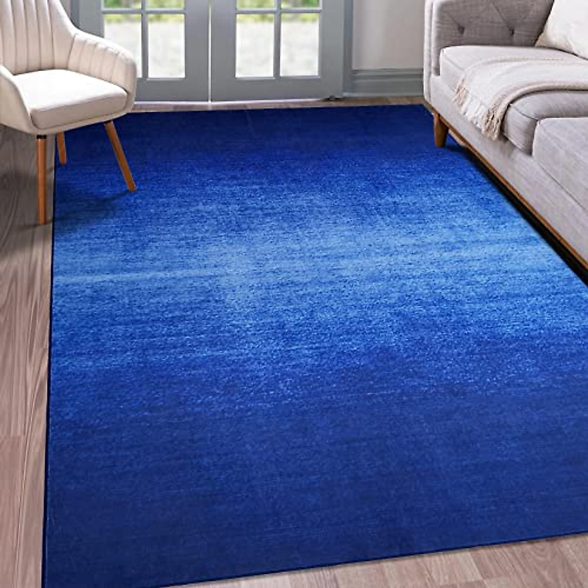 ROYHOME Modern Area Rugs Machine Washable Area Rug for Living Room Non-Shedding Stain Resistant Area Rug Ombre Non Slip Area Rug for Bedroom Dining Room Home Office, 8' x 10' Blue