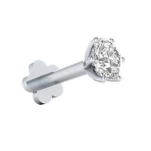 Demira Jewels 1/10 ct IGI Certified Diamond Nosepin/Lip Labret/Monroe Ring - Handcrafted in 14K White Gold, 6mm Post Length, Kimberley Process Compliant