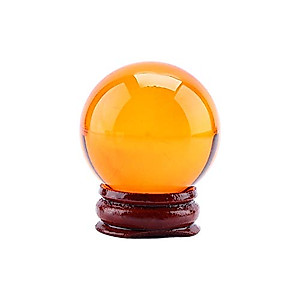 40 MM Citrine Crystal Sphere Ball, Feng Shui Crystal Natural Transparent Crystal Ball Citrine Quartz Crystal with Holder for Wealth
