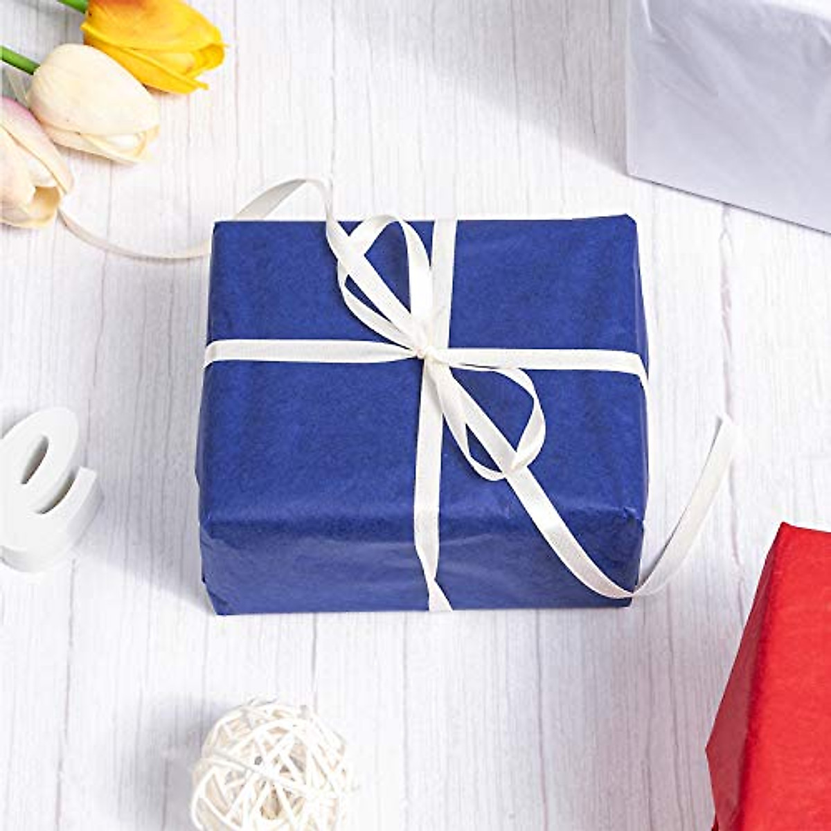 Whaline 120 Sheet Tissue Paper Crepe Paper White Blue Red Gift Wrapping Paper American Flag Colors Wrap Tissue Paper Independence Day Paper for July Veterans Day Art Crafts 4th of, 15 x 20 Inch