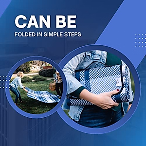 Picnic Blankets w/Stakes - Waterproof Camping Blankets - Foldable Compact Beach Blankets - Travel Picnic Blanket w/Polar Fleece & Peva - Portable Camping Gear - Perfect for Backyard, Park & More