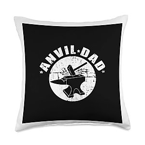 Heat Beat Forging Blacksmithing Apparels for Men Anvil Dad Blacksmithing Forging for Men Fathers Throw Pillow, 18x18, Multicolor