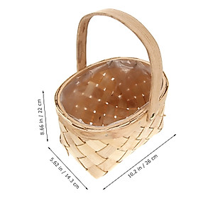 SEWACC Handmade Rattan Storage Container Woven Storage Basket with Handle Seagrass Storage Basket Portable Flower Basket for Home Camping Wedding (Medium)