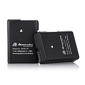 Powerextra EN-EL14 EN-EL14a 2 x Battery & Car Charger Compatible with Nikon D3100 D3200 D3300 D3400 D3500 D5100 D5200 D5300 D5500 D5600 P7000 P7100 P7200 P7700 P7800 DSLR Cameras