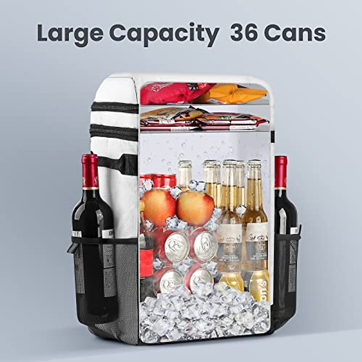 ZAKEEP Cooler Backpack, 36 Cans Multifunctional Leakproof Cooler Backpack with Padded Top Handle, Mesh Pocket for Camping BBQ (White)