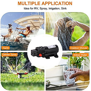 Camplux 12V DC Water Pump, 1.2GPM Diaphragm Pump for Caravan RV Marine Fishing Boat