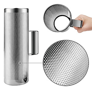 Flexzion Metal Guiro with Scraper Shack 5" x 12" - Merengue Guira Dominicana - Round Cylinder Stainless Steel Hand Musical Instrument Percussion for Jazz Bands, Concerts, and Live Performances