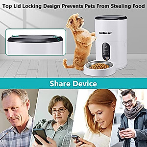 Automatic Dog Feeder HD 1080P Camera Cat Feeders 6L WiFi Smart Pet Feeder with APP Control Timer Settings Dispense Food Two Way Audio Recording Motion Detection Alerts