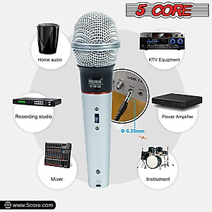 5 CORE Karaoke Microphone Dynamic Vocal Handheld Mic Pair Cardioid Unidirectional Microfono w On and Off Switch Includes XLR Audio Cable for Singing, Public Speaking & Parties PM 305 2PCS