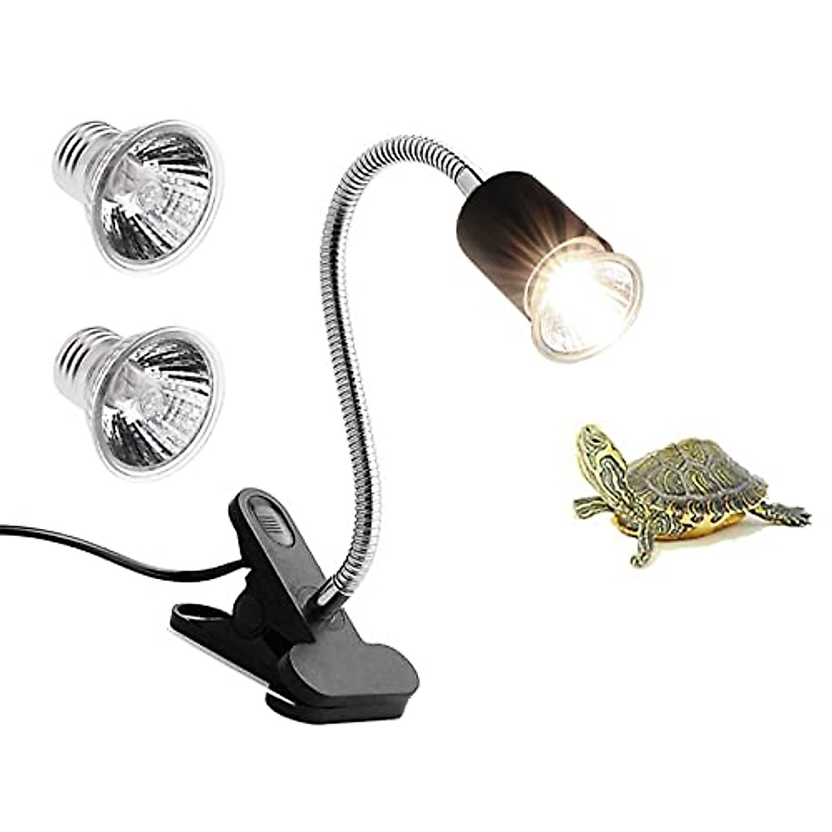 Yecherate (2bulbs Included) Reptile Heat Lamp Reptile Light with Holder&Switch, UVA UVB Reptile Lamp Adjustable with Fixture for Lizard Turtle Snake Amphibian&Aquariaum Accessories