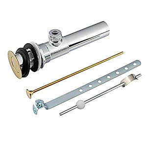 Artiwell Sink Pop-Up Drain Stopper Assembly with Lift Rod and Overflow, Solid Brass Lavatory Pop Up Drain Assembly for Bathroom Vanity Sink, All Brass Construction (Polished Brass)