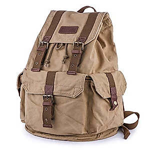 Gootium 21101KA Specially High Density Thick Canvas Backpack Rucksack,Khaki