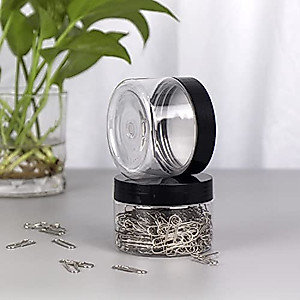 BonyTek Household 4oz Plastic Jars with Lids, 5 Pack BPA Free, Reusable, Refillable Transparent Cosmetic Containers for Bath Salts, Cosmetics, Powders, Beauty Product and Small Accessories