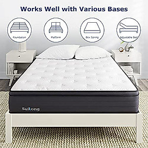 SUI LONG 11 Inch Mattress Full Size, Medium Firm Memory Foam and Individual Pocket Springs Hybrid Mattress for Motion Isolation & Cool Sleep, CertiPUR-US Certified, Full Size Mattress in a Box