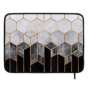 DIOLPOM Marble Large Dish Drying Mat for Kitchen Counter-24 x 18 inch, Anti-slip Super Absorbent Fast Drying Pad Dish Drainer Mat, Microfiber Absorbent Dish Drainer/Rack Pads for Sink