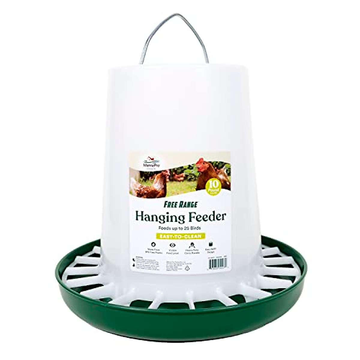 Harris Farms Free Range Hanging Poultry Feeder | Twist Lock Base | 10 Pound,White