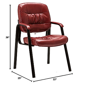 BTEXPERT Leather Office Executive Waiting Room Guest Reception Side Conference Chair, Burgundy, 1