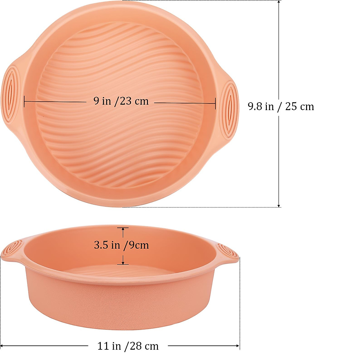 Baocuan 9 inch Silicone Round Cake Pan - Non stick bread pan for baking cake pizza bread and More Food Grade & BPA Free Set of 3