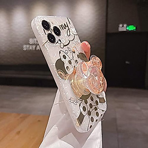 DEAVON Cute Case for iPhone 13 Pro Max,Cute Golden Minnie Sparkle Bling Cover with Quicksand Cell Phone Holder,Kickstand Soft TPU Shockproof Protective for Women Girls