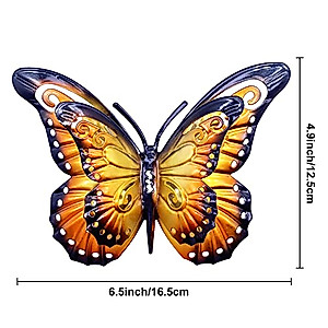 Daogtc Metal Butterfly Wall Art Decor - 6.5" Outdoor Fence Decoration, Hanging for Garden Yard Living Room Bedroom Patio Balcony,Gift for Family Friends(4 Pack)