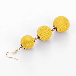 Yanxyad Thread Ball Dangle Earrings Thread Dangle Earrings Soriee Drop Earrings Beaded Ball Ear Drop