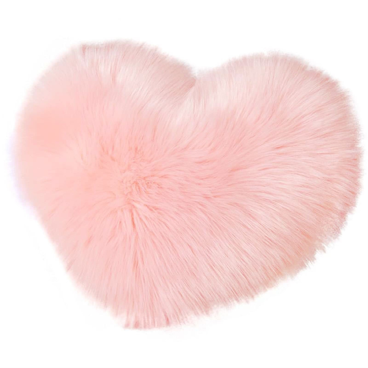 Luwsldirr Plush Pillow Reusable Heart Shaped Fluffy Sofa Cushion Flexible Eye-catching Light Pink