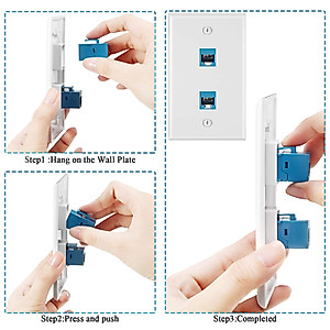 4 Pieces 2 Port Ethernet Wall Plate, RJ45 Cat6 Female to Female Jack Inline Coupler FacePlates (Blue)