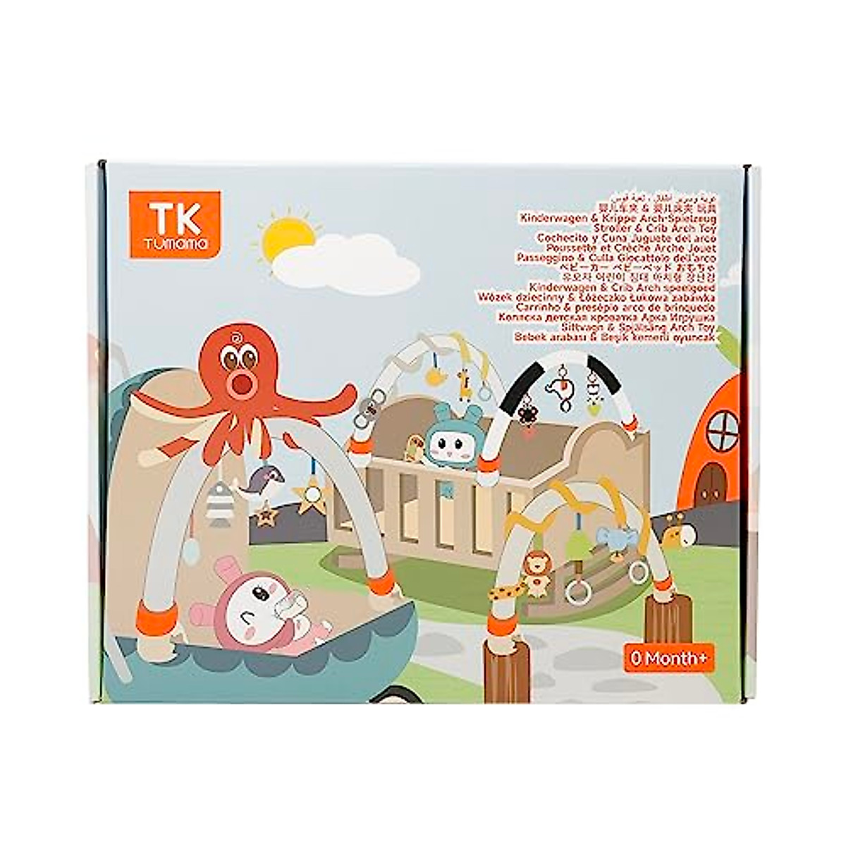 TUMAMA Car Seat Toys for Babies 0-6 Months, Stroller Toys for Infant 0-6 Months, Newborn Sensory Hanging Rattle Arch Toy with Butterfly Elephant Owls,Musical Toy for Baby 6-12 Months