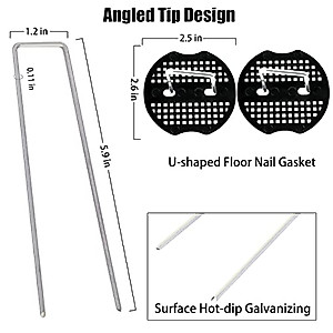100 pcs 6 inch U-Shaped Landscape Staples and 100 pcs Fixing Gasket Sets, Garden Landscape Staples are Suitable for Outdoor Irrigation Hoses,Fixed Fences,Artificial Turf Nails and Tents.