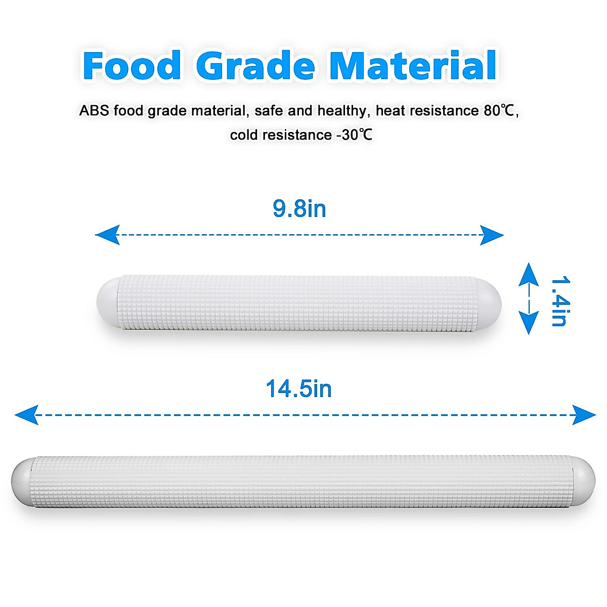 Tinkeep Plastic Rolling Pin for Baking Dough Roller Pin Nonstick Kitchen Rolling Pin for Cake Bread Pizza Dishwasher Safe Floating Point Design 14.5-Inch,9.8-Inch(2 Pack)