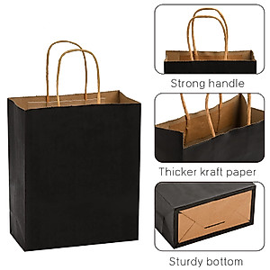 Nicunom 90 Pack Black Kraft Paper Bags, 6x3x8/8x4x10/10x5x13 Bulk Shopping Bag Craft Bags Thick Party Favor Bag with Handle for Wedding Birthday Halloween Father's Day Mother' Day Christmas Anniversary