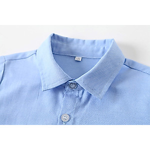 Kimocat Boys 3Pcs Clothing Sets Elegant Long Sleeve Shirts + Vest with Flower+Pants Party Suit (Blue 2, 12-18 Months)