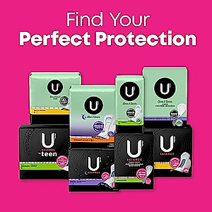 U by Kotex Balance Ultra Thin Overnight Pads with Wings, 38 Count (Packaging May Vary)