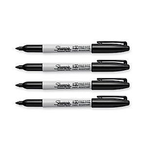 SHARPIE Extreme Permanent Markers, Fine Point, Black, 4 Count