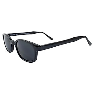 Pacific Coast The Original X-KD's Biker Shades By PCSUN 20% Larger Black Frames Super Dark Lens