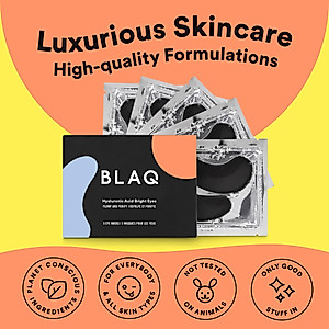 BLAQ Award Winning Eye Patches for Dark Circles, Wrinkles and Puffiness. Hydrating and Cooling with Marine Algae and Activated Charcoal, Dermatologically Tested, Vegan, Hyaluronic Acid, 5-Pairs