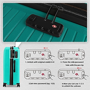 LEAVES KING LARVENDER Luggage Sets 5 Piece, Expandable(Only 24"&28") PP Suitcase with Spinner Wheels, Durable Luggage Sets Clearance Carry On Luggage Suitcase Set For Women Men, Aqua Blue