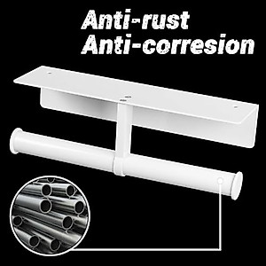 Toilet Paper Holder with Shelf，Wall Mounted Black Toilet Paper Holder，Marble Tissue Roll Holder for Bathroom Washroom, Marble Top Toilet Paper Holder Brushed Nickel