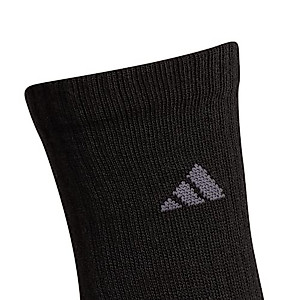adidas Kids-Boy's/Girl's Cushioned Angle Stripe Crew Socks (6-Pair), Black/Onix Grey/Night Grey, Large