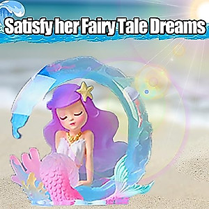 Snow Globe, Asfety Mermaid Musical Snow Globe with LED Rainbow Snow Lights and Play Music, Resin Automatic Snowfall Mermaid Gifts for Girls Snow Globe Christmas, Festival Gifts for Mothers Daughter