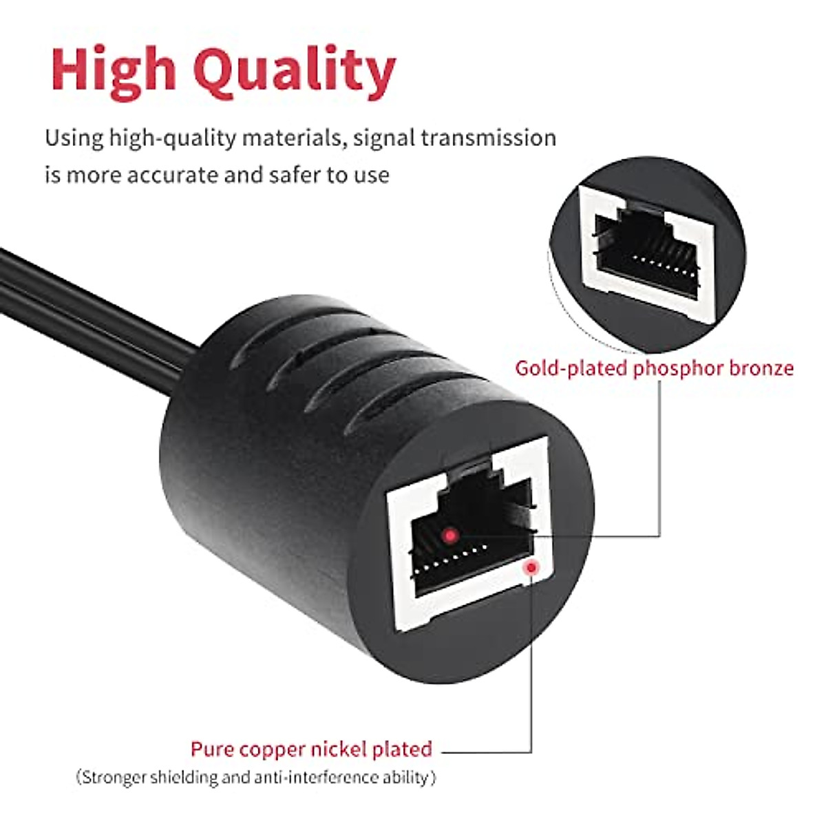 Audio Balun, 2-Pack Stereo RCA to Stereo RCA Audio Extender Over Cat5 / Cat6 UIInosoo 2 RCA to RJ45 Stereo Cable