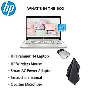 HP Premium Laptop, 14" HD Display, Intel Pentium Quad-Core Processor, 8GB RAM, 128GB SSD, Webcam, HDMI, Bluetooth, Wi-Fi, Windows 10 + One Year Office 365 Wireless Mouse Bundle