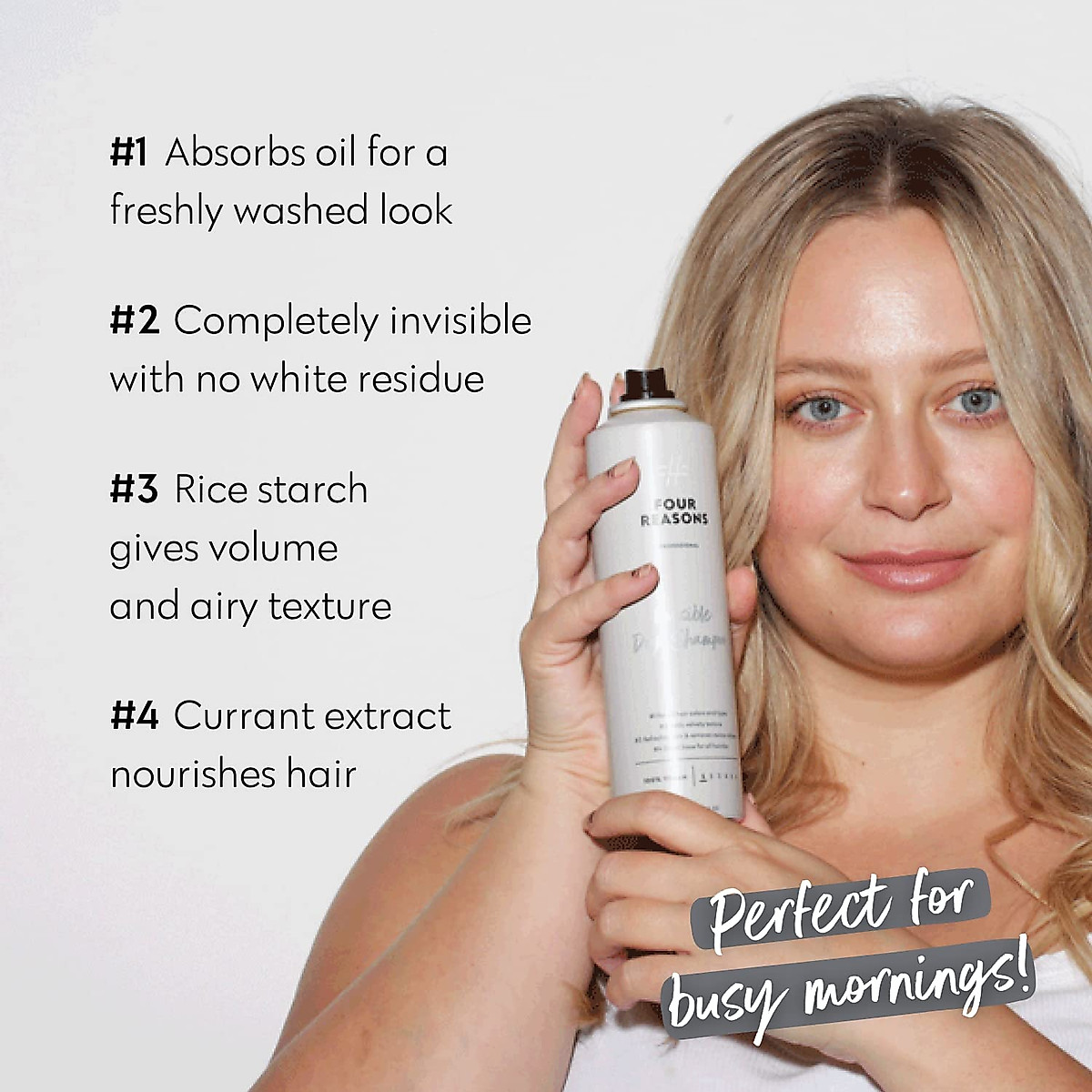 FOUR REASONS Invisible Dry Shampoo For Women- Fine Powder Dry Shampoo With No Visible Residue For All Hair Colors- Adds Volume, Removes Oiliness & Refreshes Hair- 8.5 Ounce