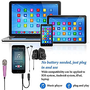 5Pcs Mini Microphone Mini Karaoke Microphone for Voice Recording, Portable Microphone Chatting and Singing Compatible with Smartphone iPhone, iPad, Laptop