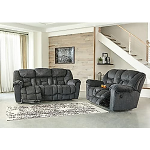 Signature Design by Ashley Capehorn Oversized Manual Pull Tab Reclining Sofa, Dark Gray