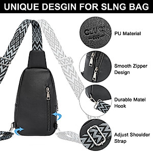 CLUCI Sling Bag for Women, Crossbody Bags for Women, Cross Body Bag for Woman, Small Leather Crossbody Bags for Women Travel Sling Backpack Black