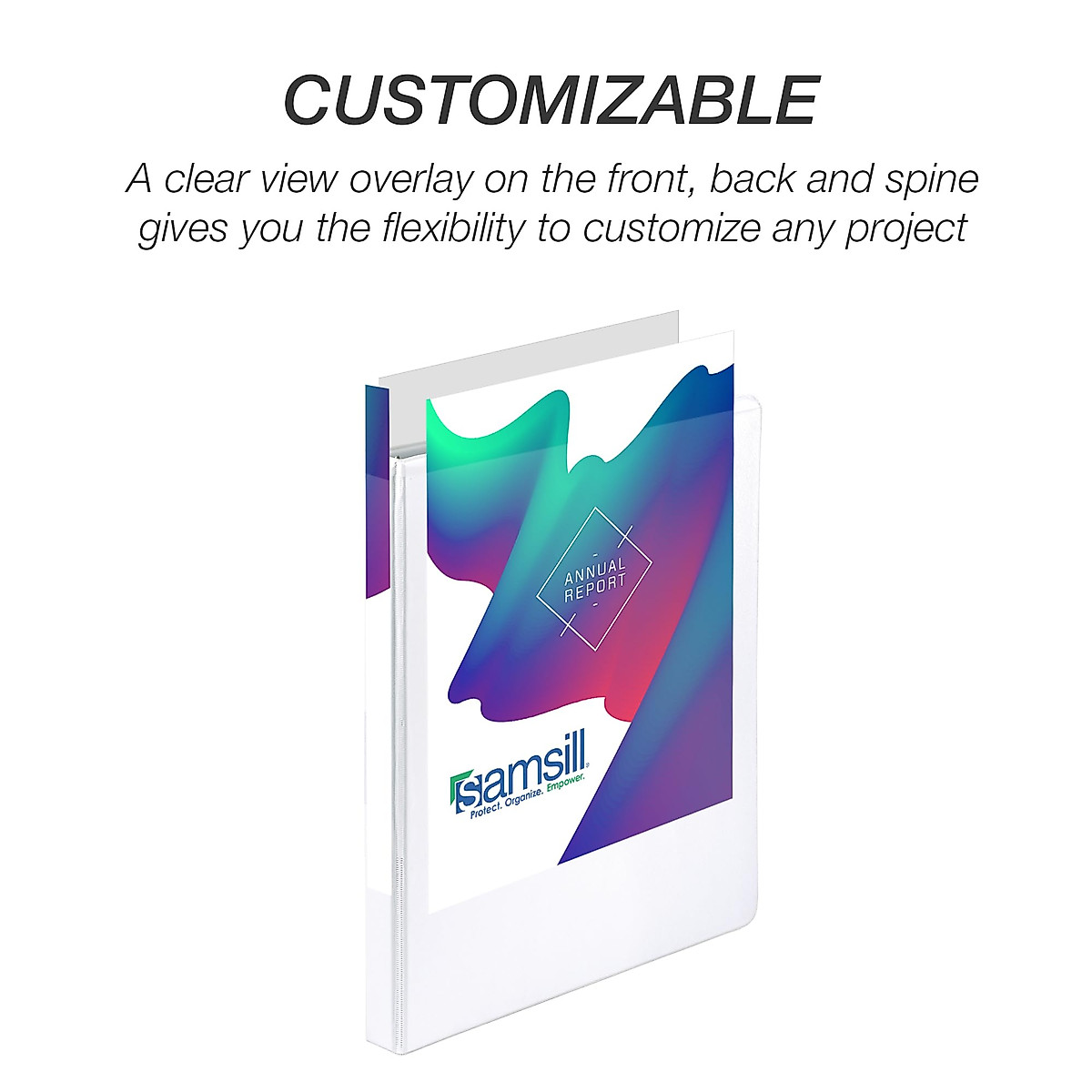 Samsill Durable .5 Inch Binder, Made in The USA, Round Ring Customizable Clear View Binder, White, 8 Pack (S88417)