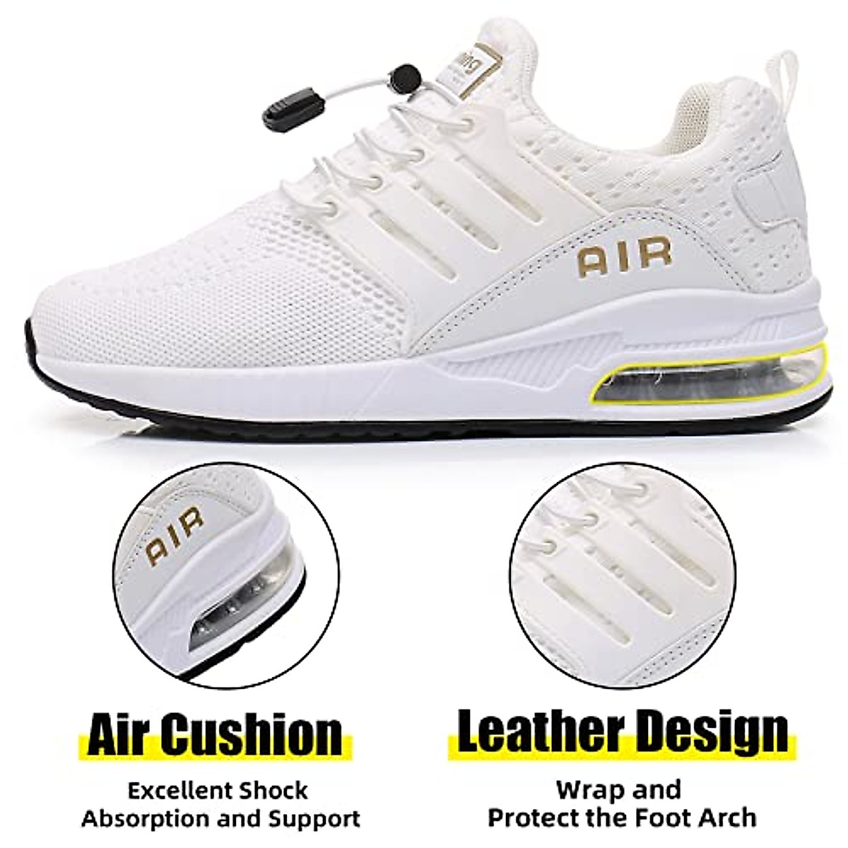 FINOTAR Men Running Shoes Lightweight Breathable Fashion Sneakers Air Mens Walking Shoes Tennis Jogging Gym Travel Outdoor Sports Shoes White 10.5