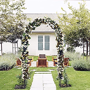 JP Outdoor Garden Arch, Steel Garden Arch Arbor Trellis for Climbing Plants, Indoor Outdoor Wedding Party Decoration, 7'8inch H x 4'5inch W, Dark Green (GM)